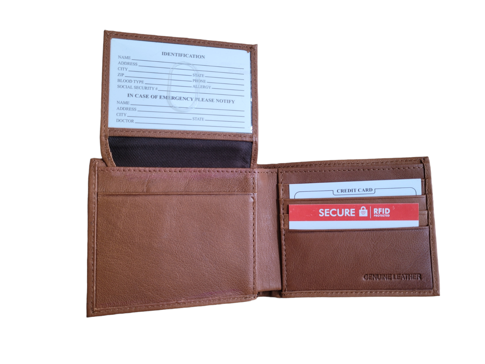 Masonic Genuine Tan Leather Bifold Wallet Mason Compass Freemason RFID ...