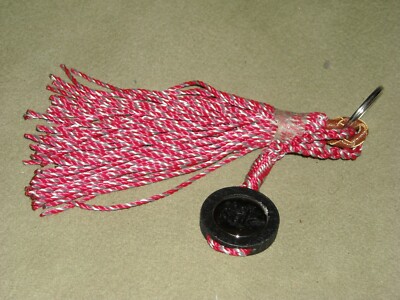 The Sak key chain fringe dangle red grey gray twist strands black ...