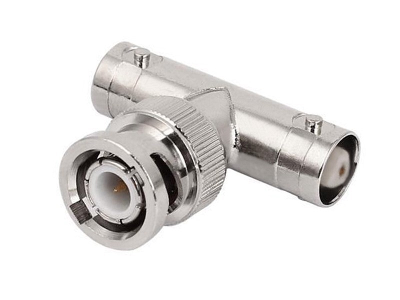 BNC 3 Way Splitter Adaptor, Male to Twin BNC Female RF Coaxial CCTV DVR ...