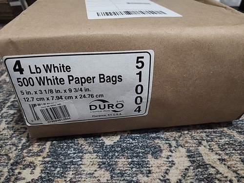 DURO 4# White Paper Lunch Bags 500 Count - Bulk Disposable Paper Sacks ...