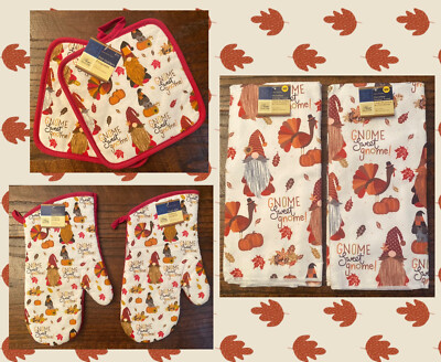Fall Gnome Kitchen Towels, Fall Gnome Pot Holders & Fall Gnome Oven ...
