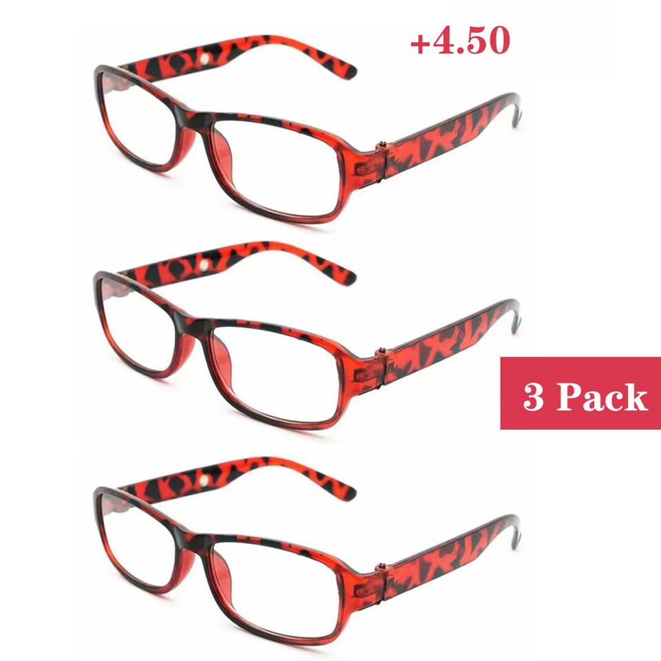 3 Pack High Power Extra Strength Reading Glasses Reader Women 4.0 4.5 5 ...
