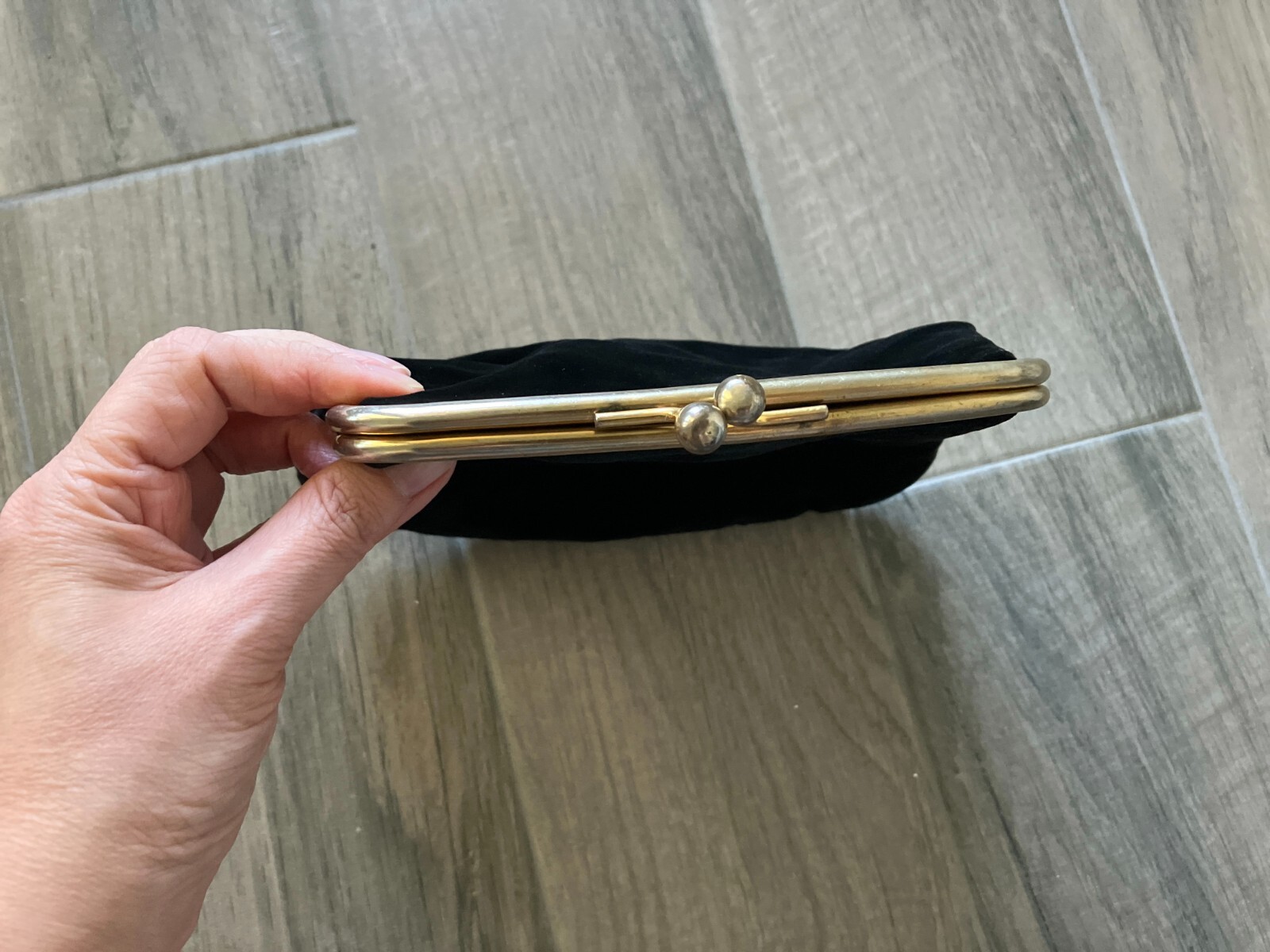 1940s Black Velvet Clutch, 1950s Oversized Coin Purse - Gem