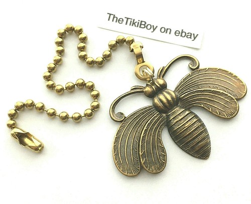 Small Bee Ceiling Fan Pull Chain Antiqued Brass Metal Ball Chain Light ...
