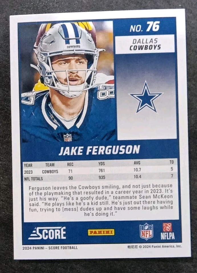 2024 SCORE Football Jake Ferguson Green Parallel Dallas Cowboys #76 | eBay
