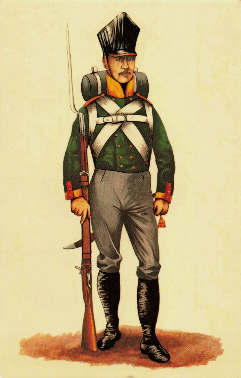 Postcard Interregnum Rifle Volunteer 1814 34d Silesian Infantry No. 31 ...