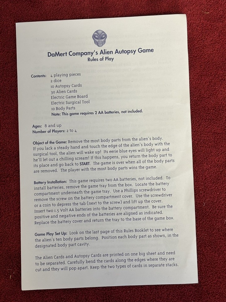 1997 Alien Autopsy Game Tested Works Great Missing One Piece (Vocal ...