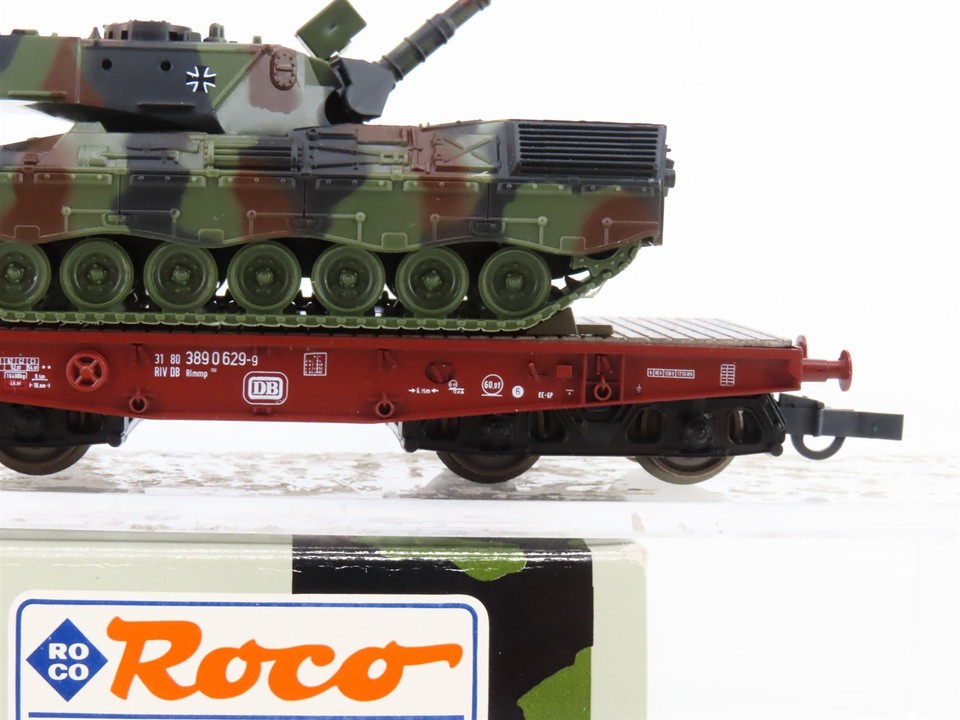 HO Scale Roco Minitanks 813 DB Deutsche Bahn Flat Car w/ Military Tank ...