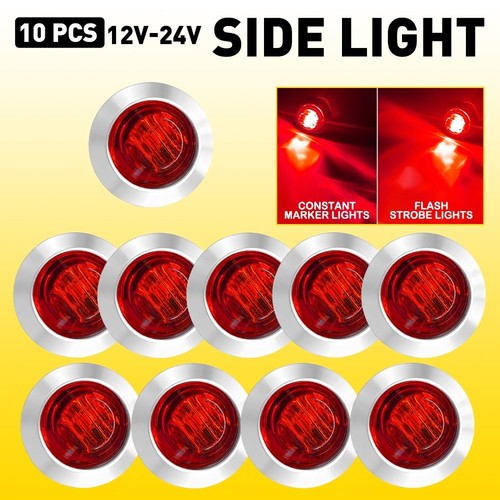 10X Red 3/4" Round LED Bullet Clearance Side Marker Lights Fits Truck ...