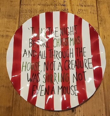 Twas the Night Before Christmas Plate Red & White Stripe Cookies Cheese ...