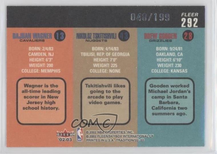 2002-03 Fleer Tradition Crystal /199 Drew Gooden Nikoloz Tskitishvili ...