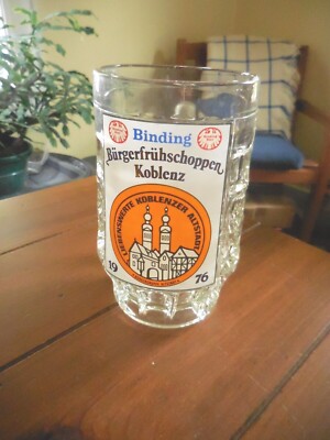 Binding Burgerfruhschoppen Koblenz 0.4 L glass Beer Mug, 1976 | eBay