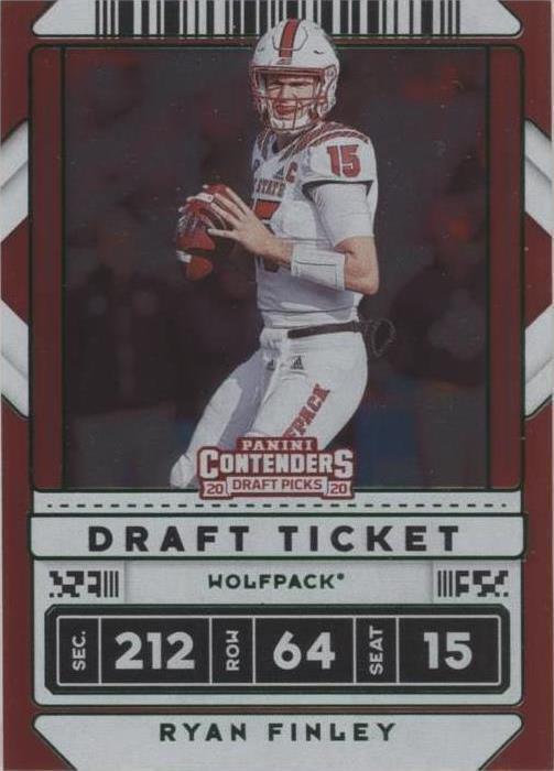 2020 Panini Contenders Draft Picks - Ryan Finley #88 Draft Ticket Green ...