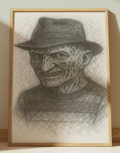 FREDDY KRUEGER NIGHTMARE ON ELM STREET DRAWING PRINT PORTRAIT SKETCH 8 ...