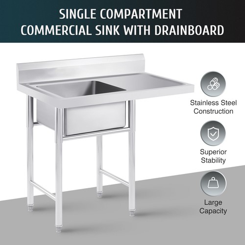 Commercial Utility 39" Stainless Steel Sink Basin For Outdoor / Laundry ...