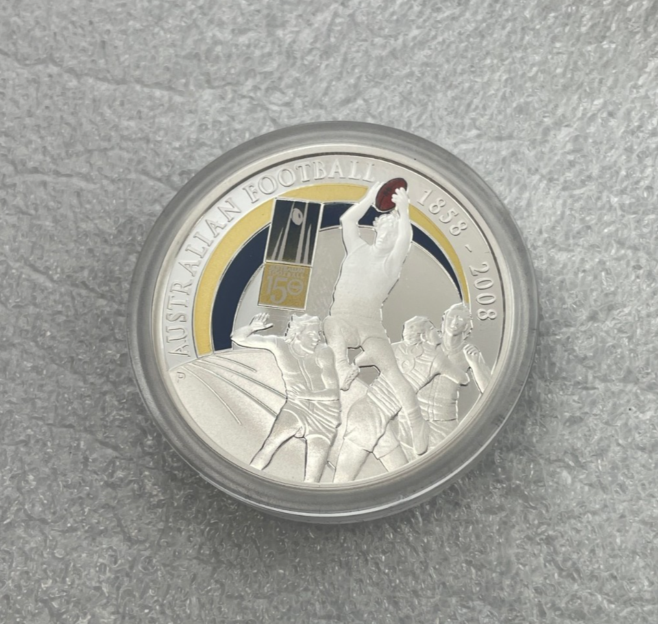 2008 Australian Football 1oz 31.135g Silver Proof Perth Mint Coin ...