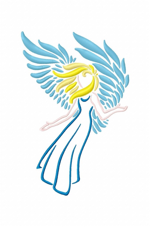Beautiful Outline Angels 10 Machine Embroidery Designs on CD in 4 sizes ...