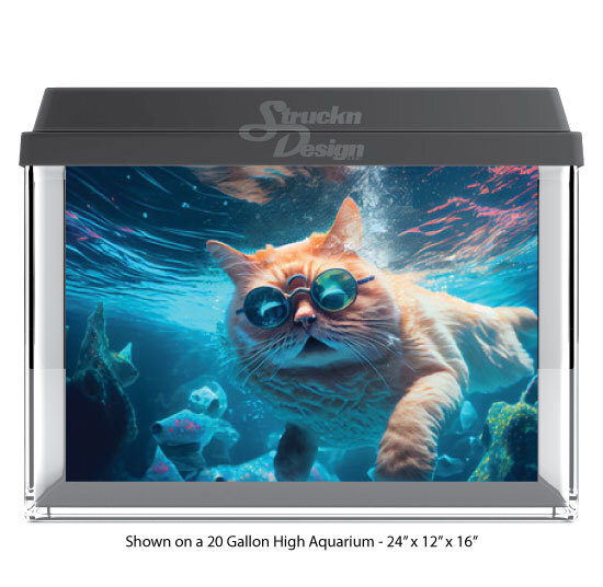 Cat Swimming Sunglasses Polyester Fish Tank Glass Backdrop Aquarium ...