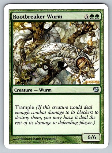 MTG Magic the Gathering 9th Edition Uncommon NM Rootbreaker Wurm 267/ ...