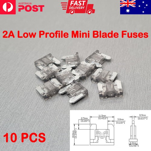 10 Pcs 2A Low Profile Mini Blade Fuses - Grey Car Truck Auto Fuses 2 ...
