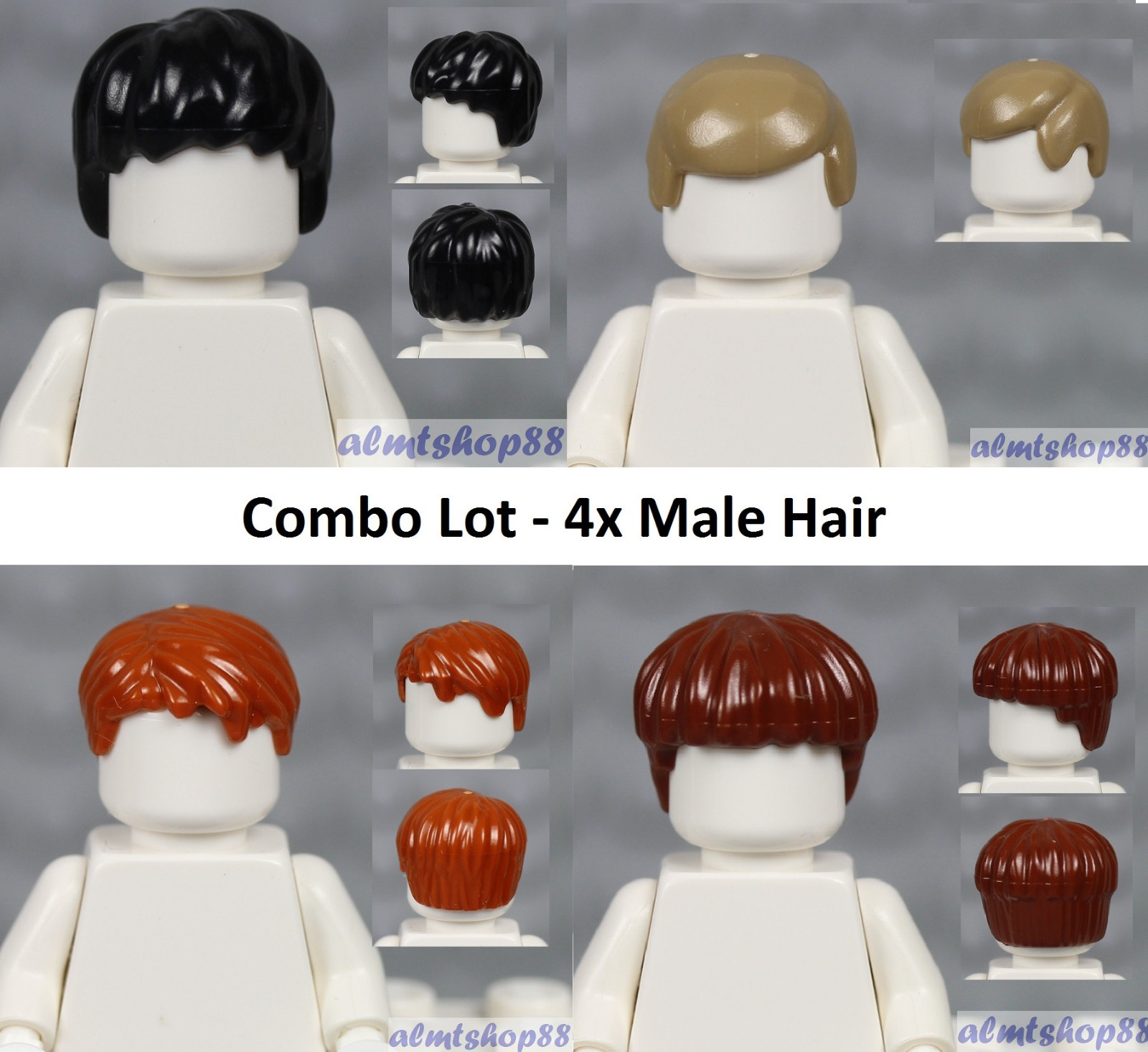 LEGO - Assorted Lots of MALE Minifigure Hair Pieces - Wigs Hat Cap ...