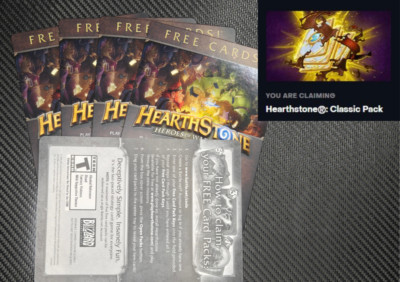 Hearthstone Classic Card Packs 15 total Packs Unclaimed Codes Free ...