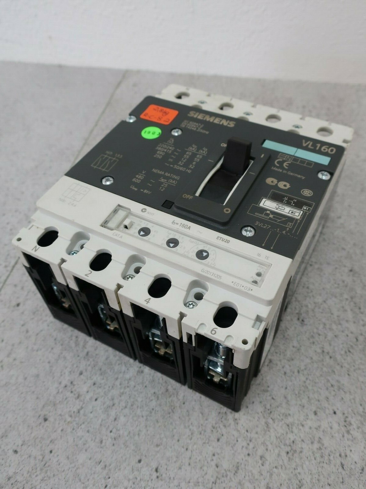 Siemens VL160 Circuit Breaker IEC 60947-2 EN 60947-2 GB 14048.2/50Hz ...