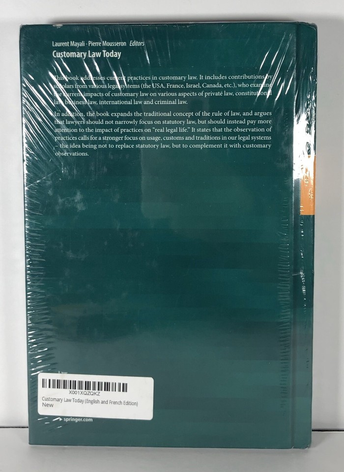 Customary Law Today Textbook Hardcover Laurent Mayali New 9783319733616 ...