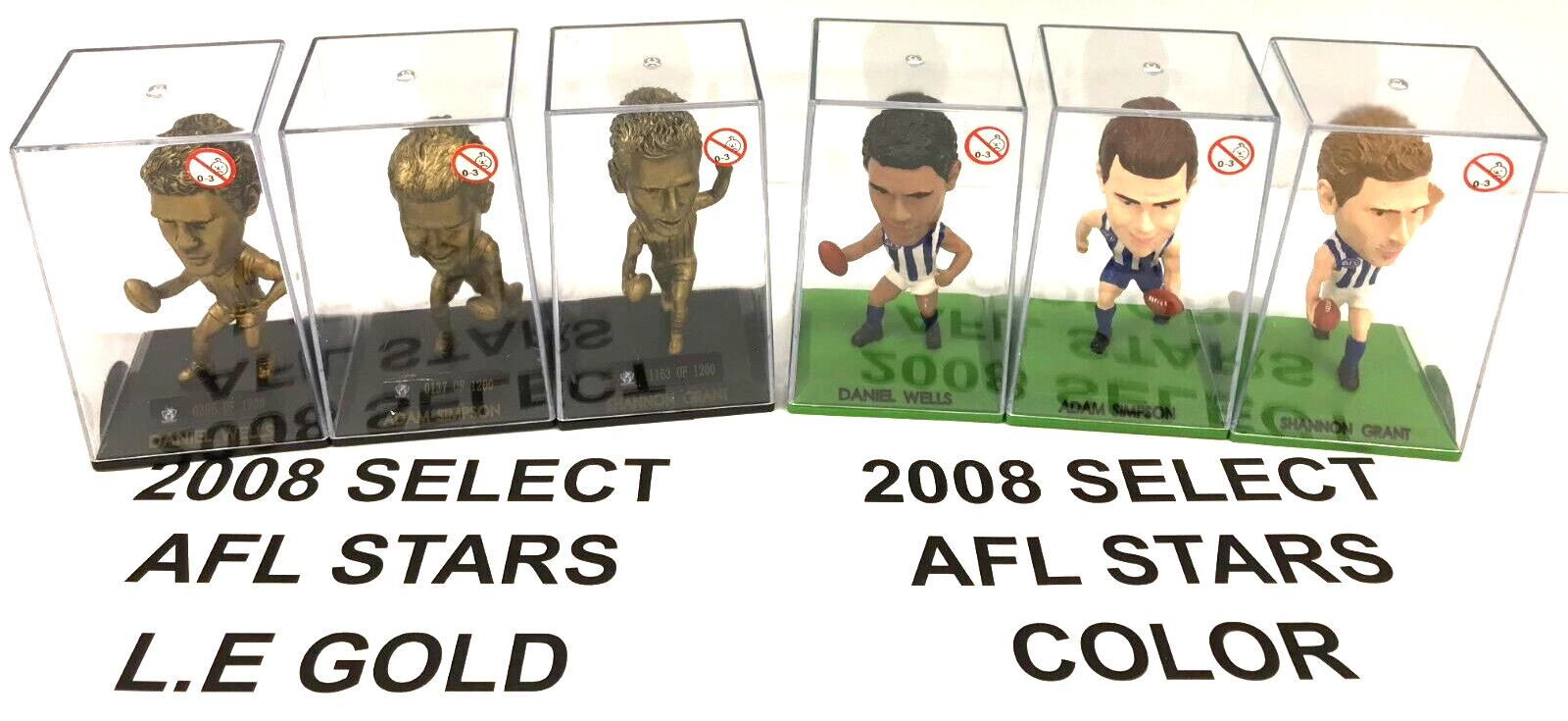 2008 SELECT AFL STARS COLOR + L.E GOLD FIGURINE FULL TEAM SET(3+3)-NTH ...