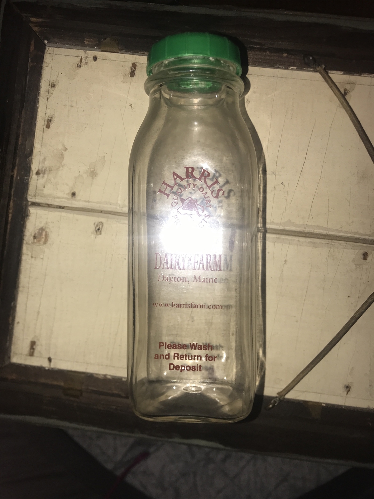 Harris Dairy Farm Dayton Maine Glass Milk Bottle 1/2 Litre With Cap Lid ...