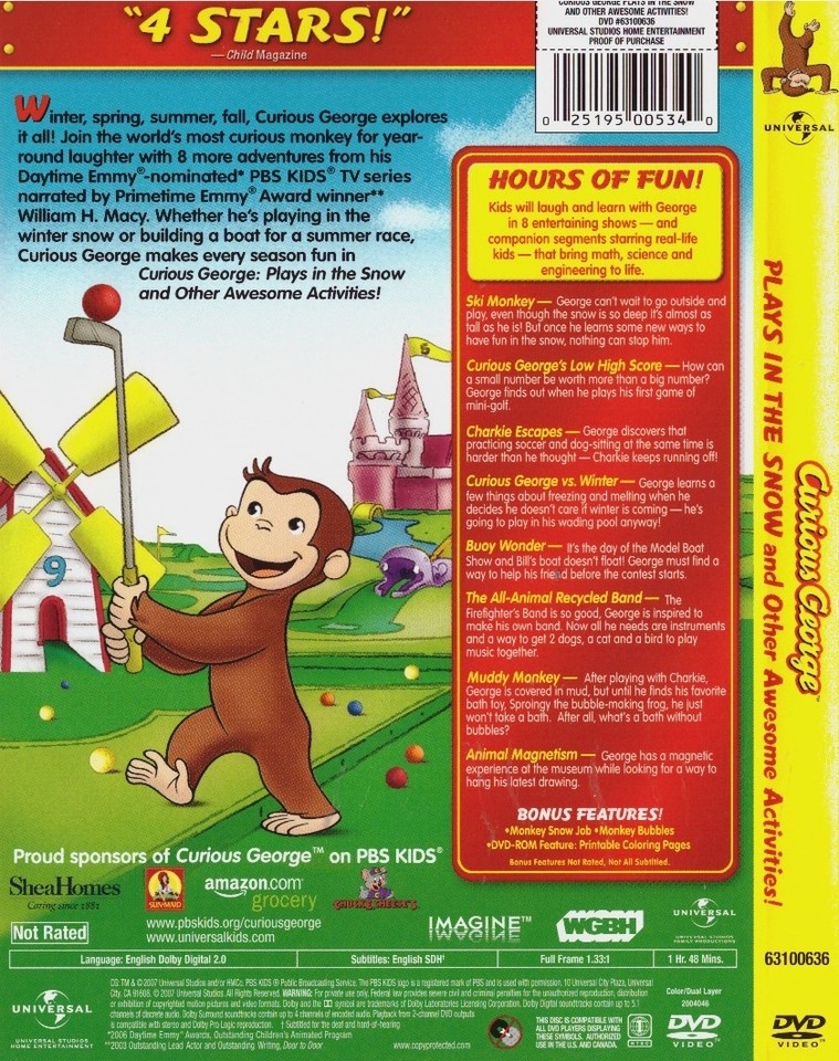 Curious George: Plays in the Snow and Other Awesome Activities (DVD ...