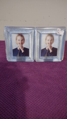 Set Of 2 Vintage Acrylic Small Rectangle Picture Frames Clear Blue | eBay