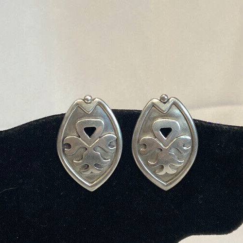 Sterling Silver Earrings Modernist Taxco Mexico Signed JLF Miguel Clip ...