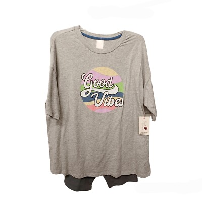 Secret Treasures Women's GOOD VIBES Bike Short Pajama Set-S (4-6)-Gray | eBay