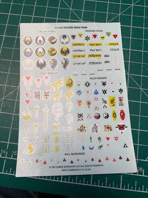 Warhammer 40K ELDAR FALCON GRAV TANK TRANSFER SHEET GAMES WORKSHOP | eBay