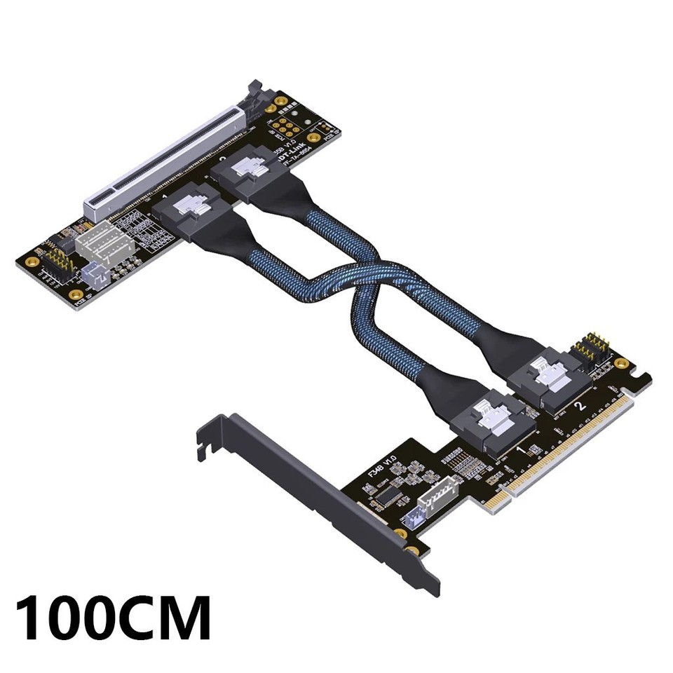 PCIe 4.0 x16 to x16 / x8 x8 SlimSAS SFF-8654 Graphics Card Splitter GPU ...