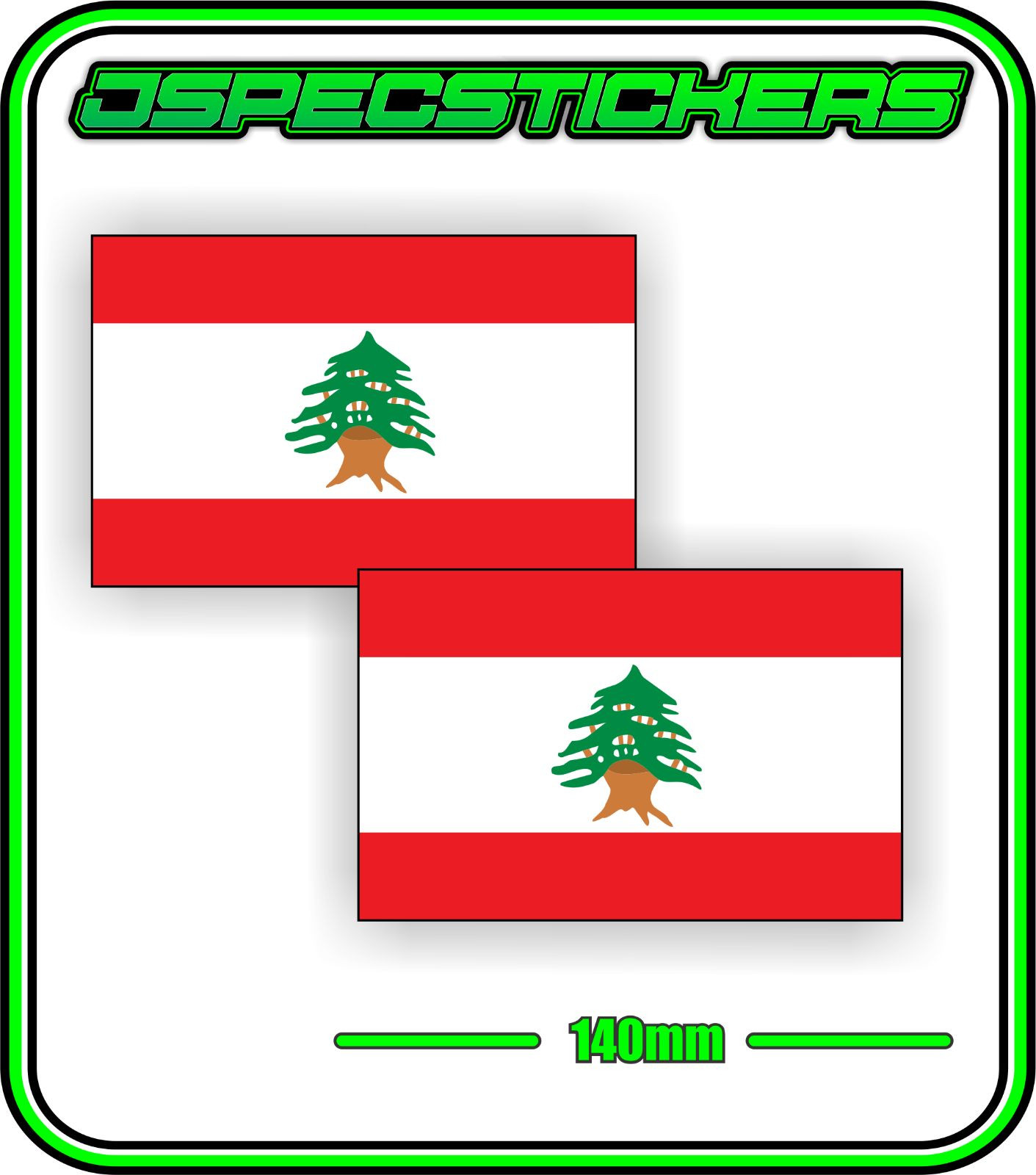LEBANON LEBANESE FLAG STICKER VINYL DECAL COUNTRY WINDOW BUMPER x2 ...