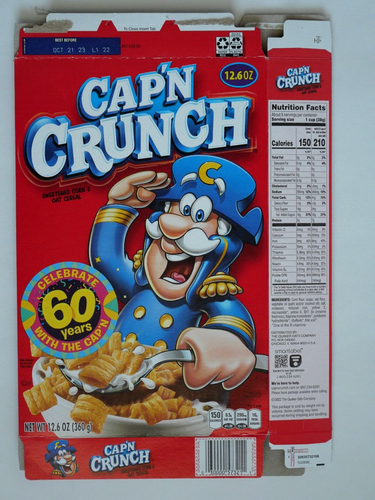 Quaker Oats Cap'n Crunch 60 Years Cereal Box | eBay