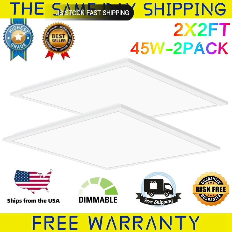 2x2 LED Flat Panel Light,45W 5000K Recessed Edge-Lit Drop Ceiling ...