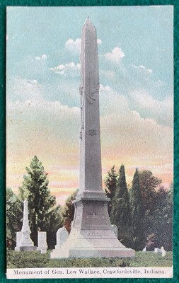 c1907 Postcard Monument General Lew Wallace Crawfordsville Indiana ...