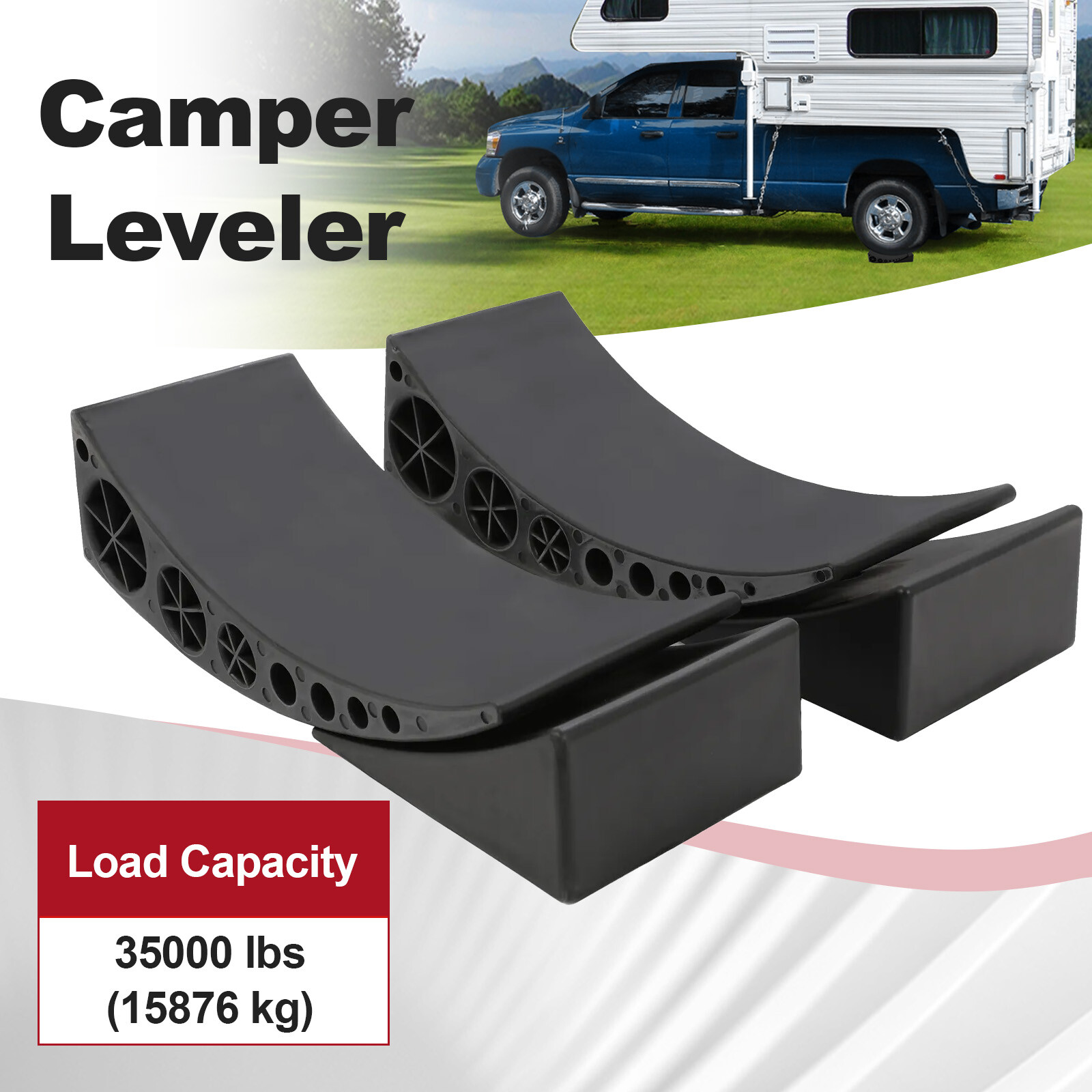 2PCS 35000 lbs Heavy Duty For Camper Leveler RV Leveling Blocks Ramp 2 ...