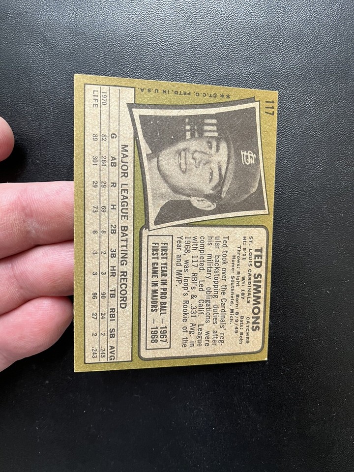 1971 TOPPS #117 TED SIMMONS HOF STL CARDS—SHARP ROOKIE💥*** (tgcs) | eBay