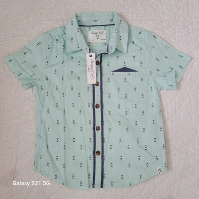 NEW Boy's Sovereign Codes Blue Button Down Shirt Short Sleeve Toddler ...