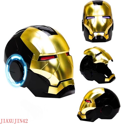 Black Gold 1:1 AUTOKING Iron Man MK5 Helmet Wearable Voice Control Mask ...