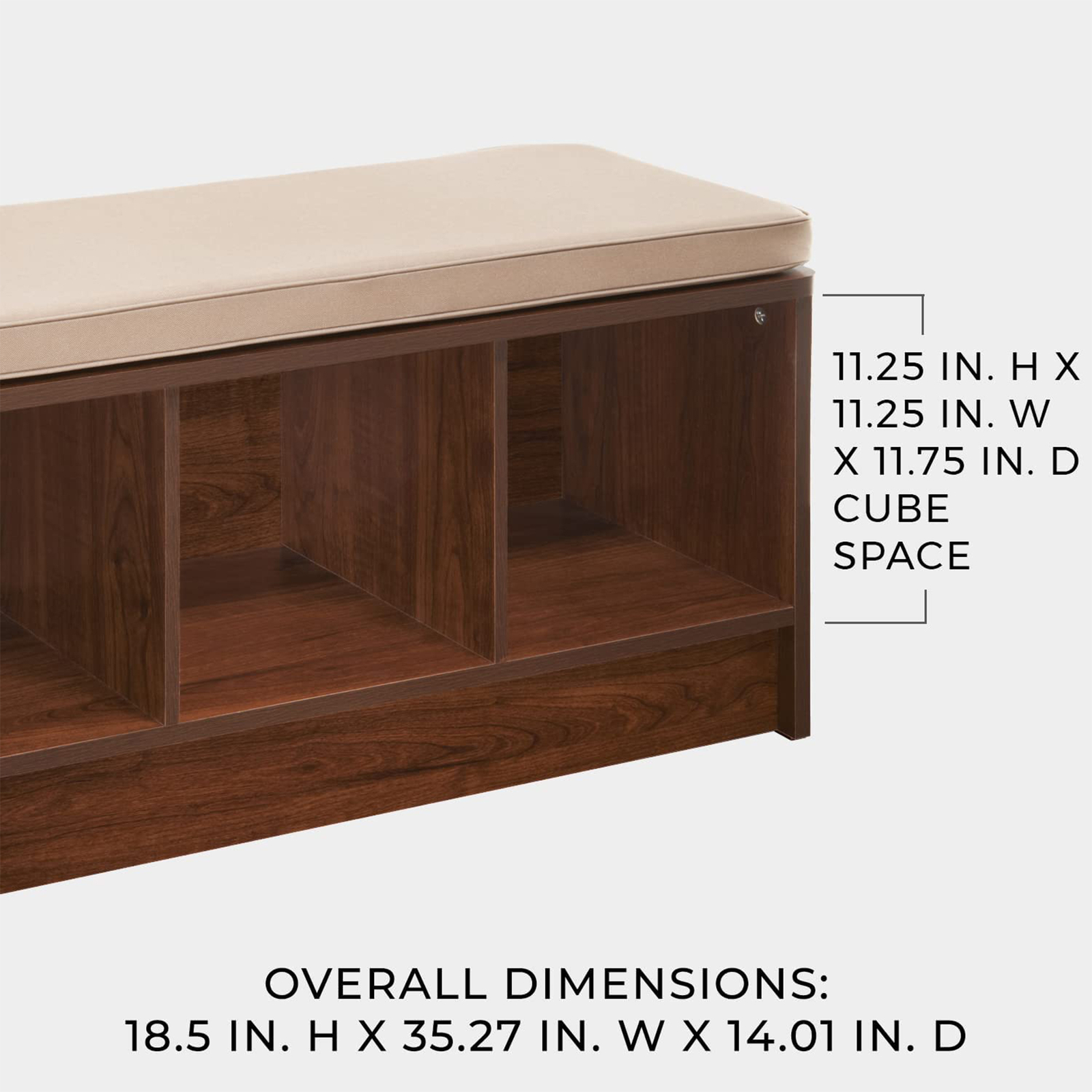 ClosetMaid 3 Cube Cubby Storage Organizer Bench w/Seat Cushion, White ...