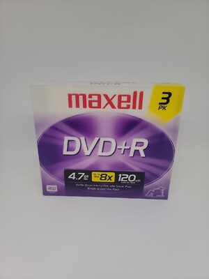 Maxell 3 Pack -DVD+R -4X 4.7GB Write Once Single Sided Discs Video ...