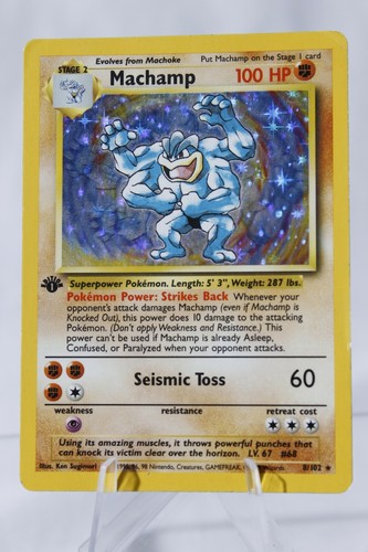 Machamp Base Set 1st Edition 8/102 Holo Rare Collectible Trading Card ...