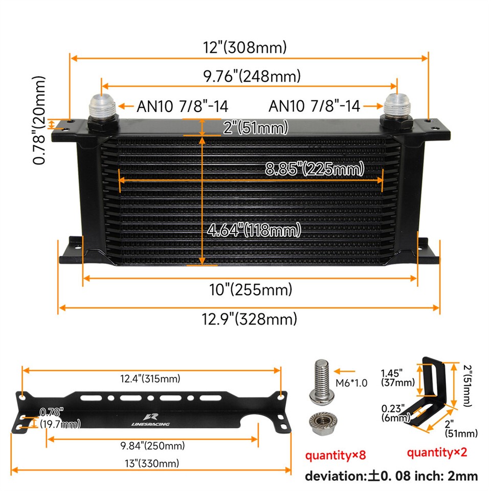 16 Row Engine Oil Cooler Kit For LS1 LS2 LS3 LS6 LS7 LS9 Corvette C5 C6 ...