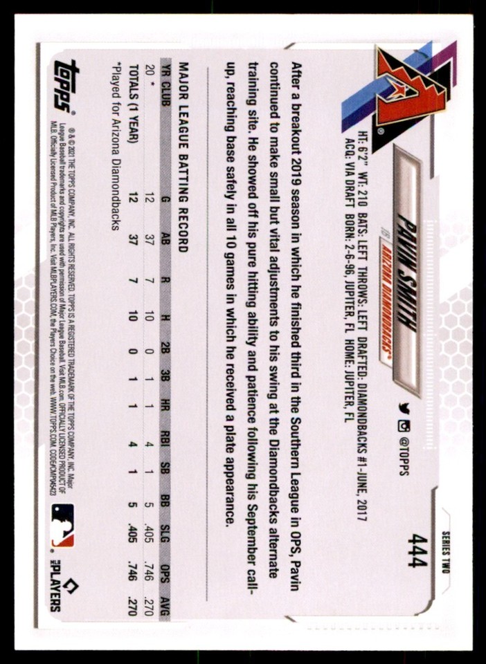 2021 Topps Pavin Smith Baseball Cards. #444 | eBay