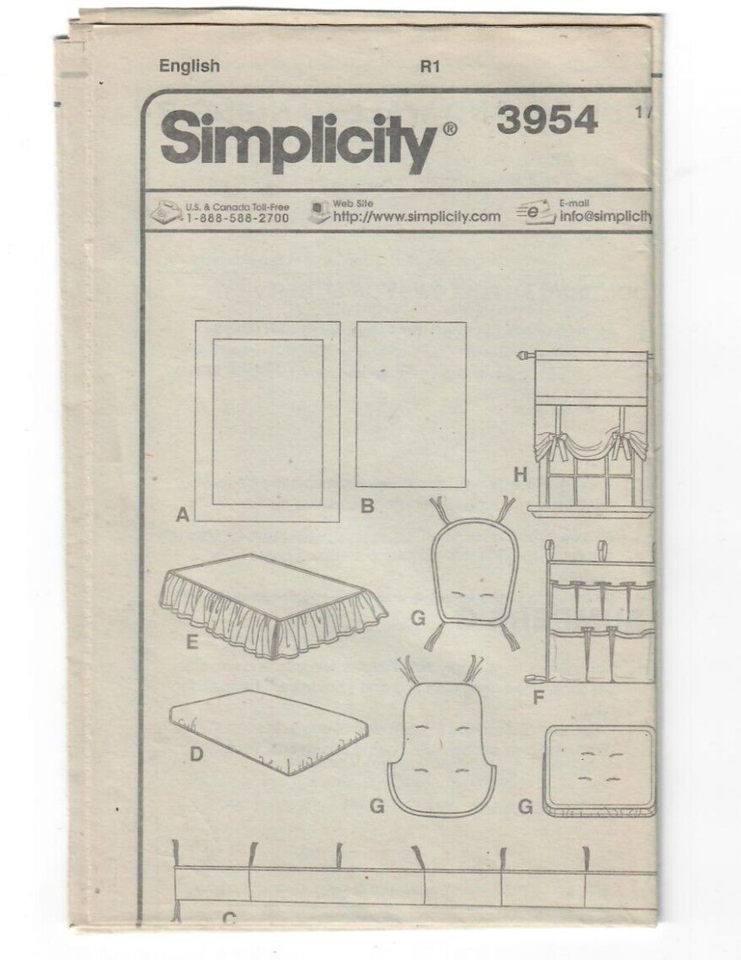 3954 Simplicity Baby Nursery Accessories Uncut Sewing Pattern Patty ...